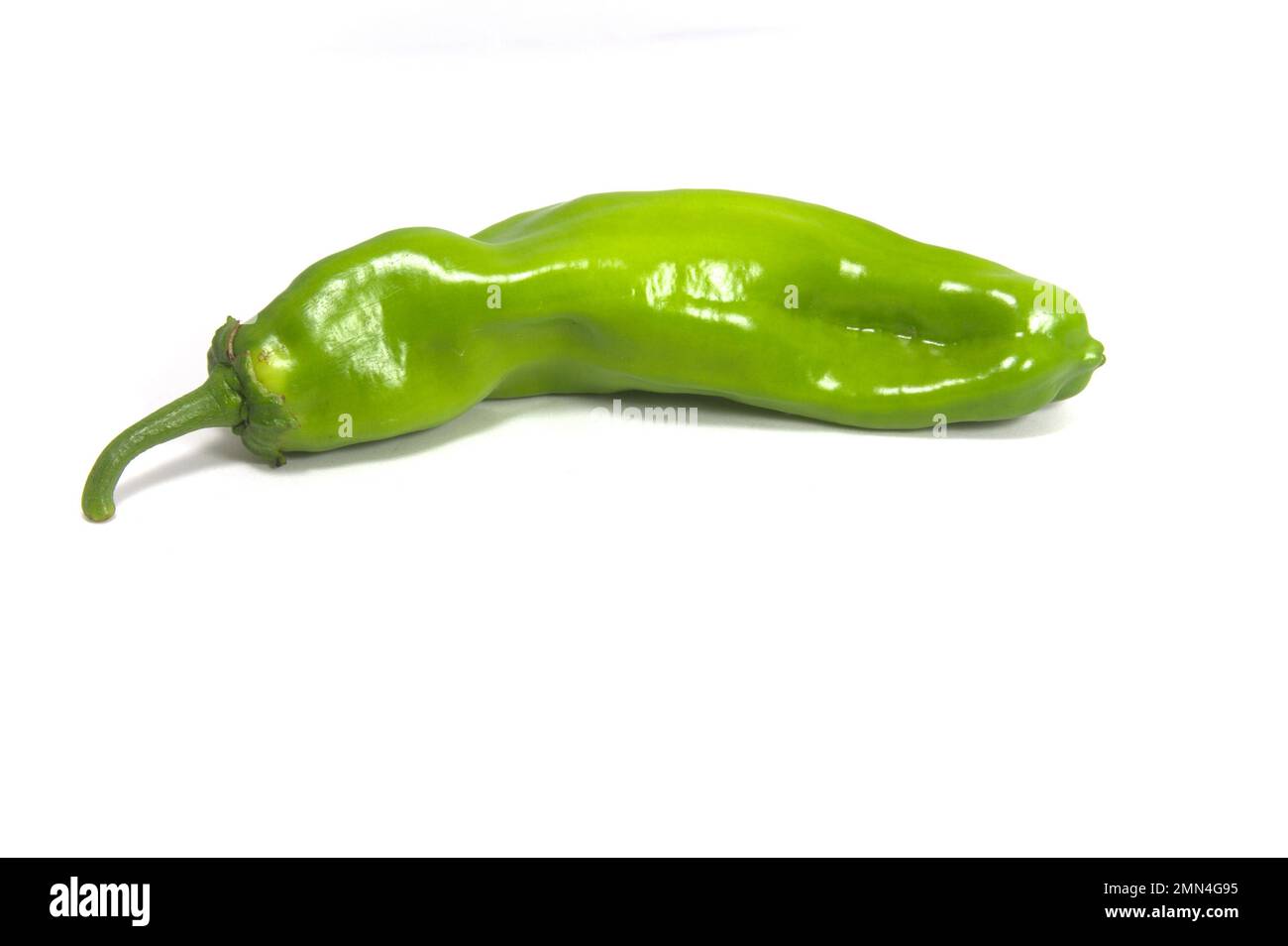 Closeup of an Italian sweet green pepper (Capsicum annuum) isolated on ...