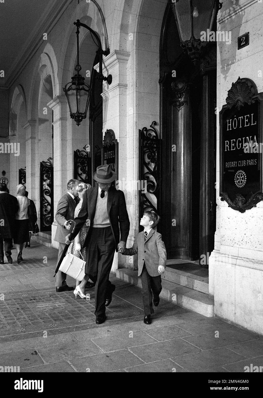 US actor James Stewart and child actor Billy Mumy during filming of a ...