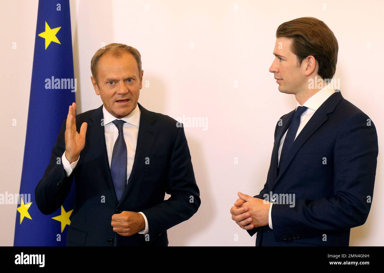 European Council President Donald Tusk, left, and Austrian Chancellor ...