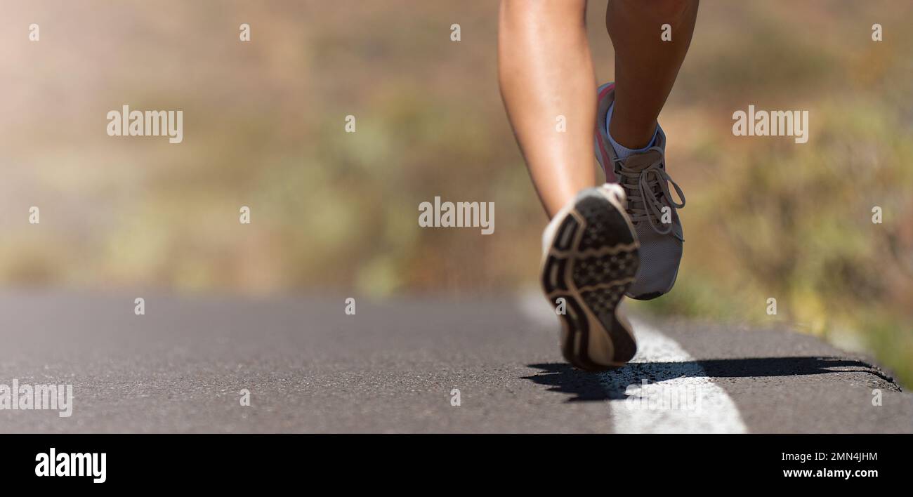 Fitness woman runner athlete running at road, working out cardio on ...