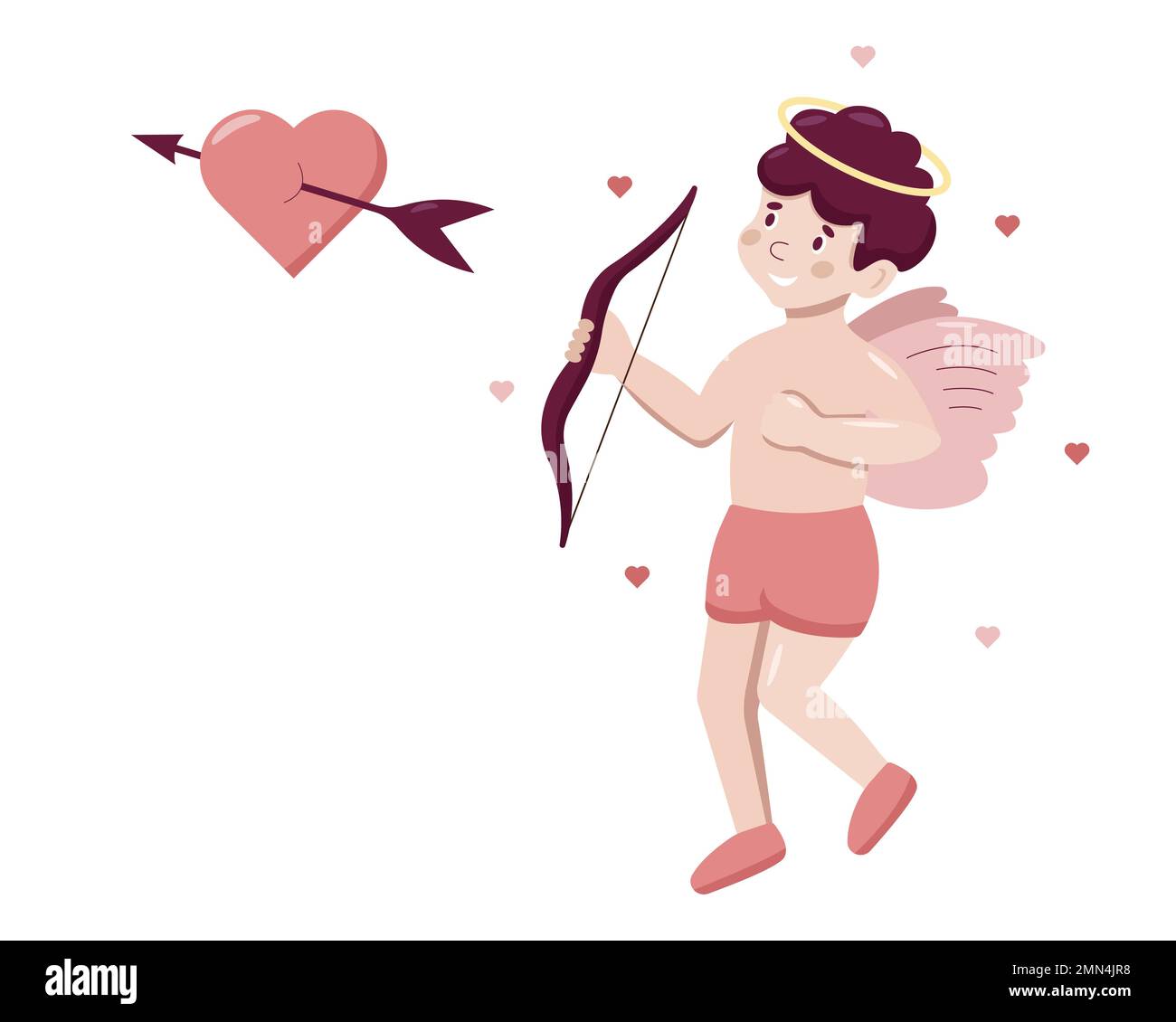 Cute cartoon vector Cupid. Cupids Silhouette. Valentine Day concept ...