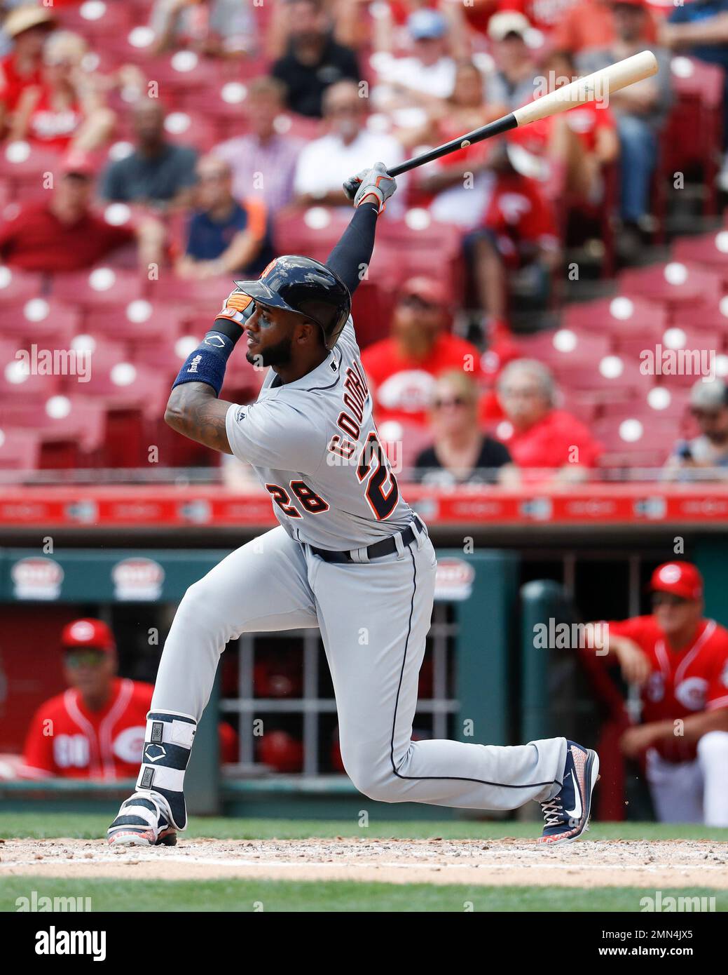 Detroit Tigers' Niko Goodrum hits a solo home run off Cincinnati Reds ...
