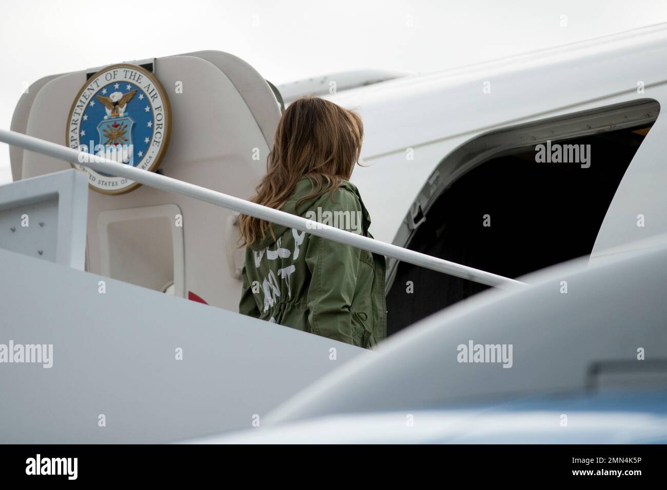 First lady Melania Trump boards a plane at Andrews Air Force Base, Md ...