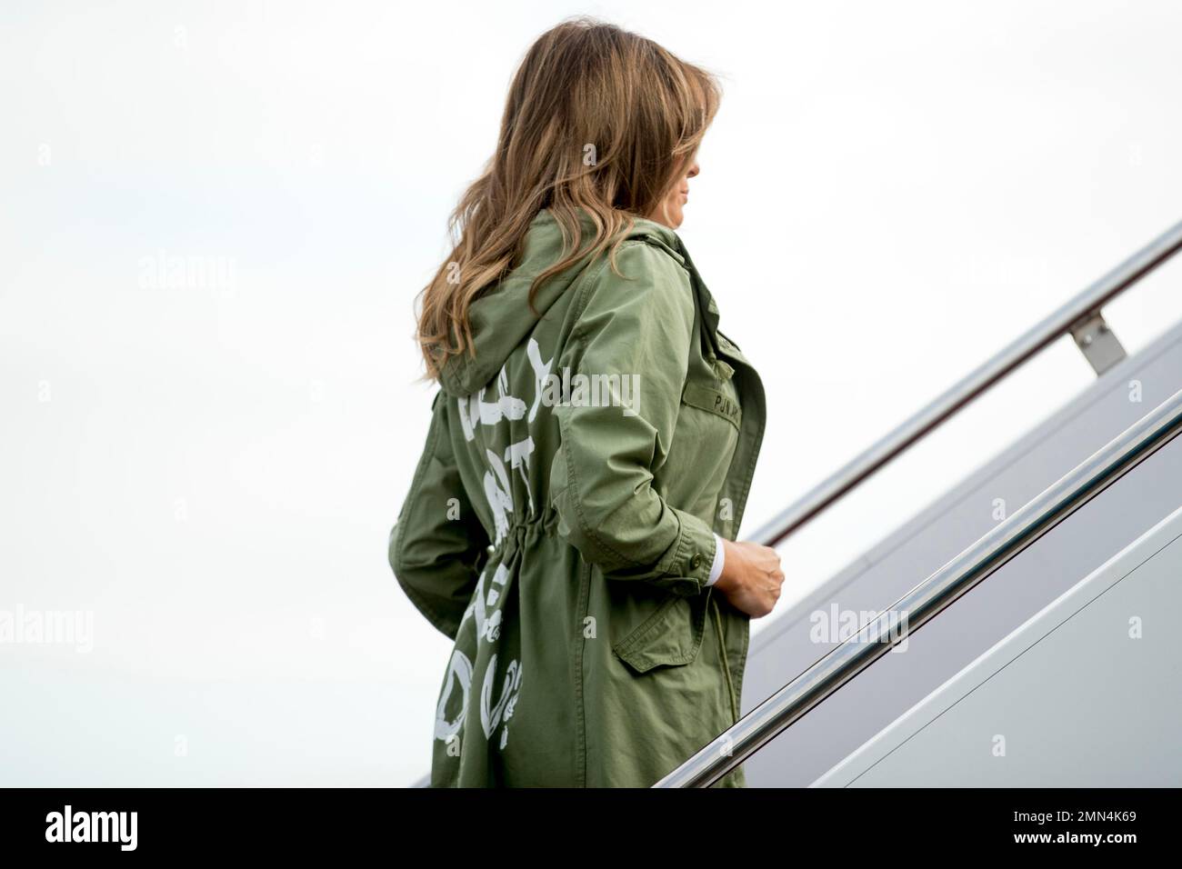 First lady Melania Trump boards a plane at Andrews Air Force Base, Md ...