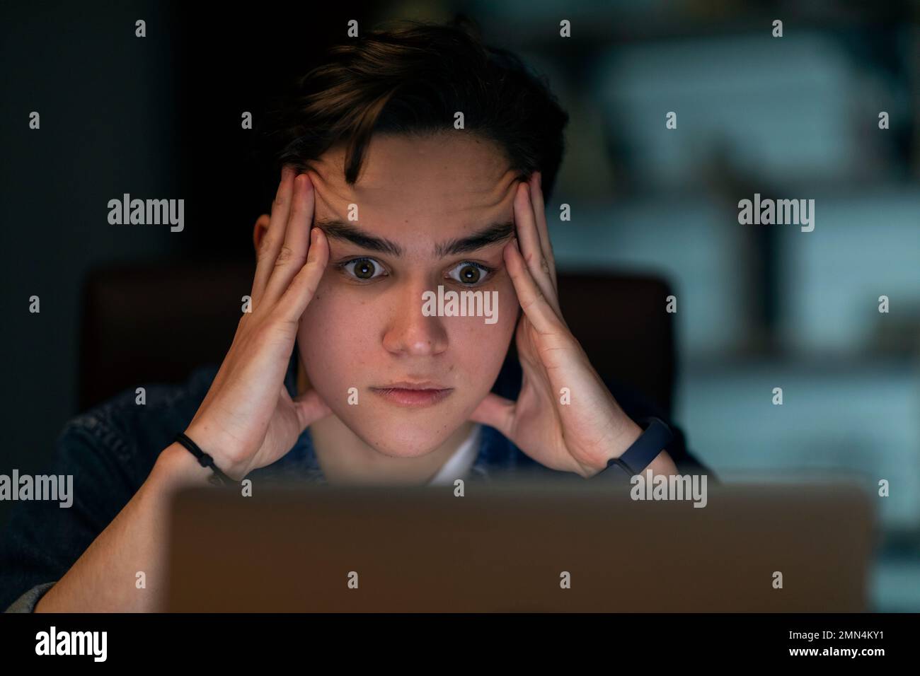 Stressed young man table hi-res stock photography and images - Alamy