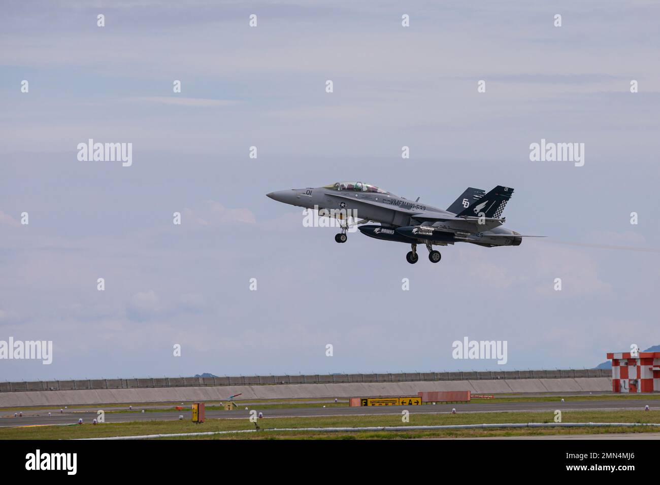 A U.S. Marine Corps F/A-18D Hornet aircraft with Marine All Weather ...