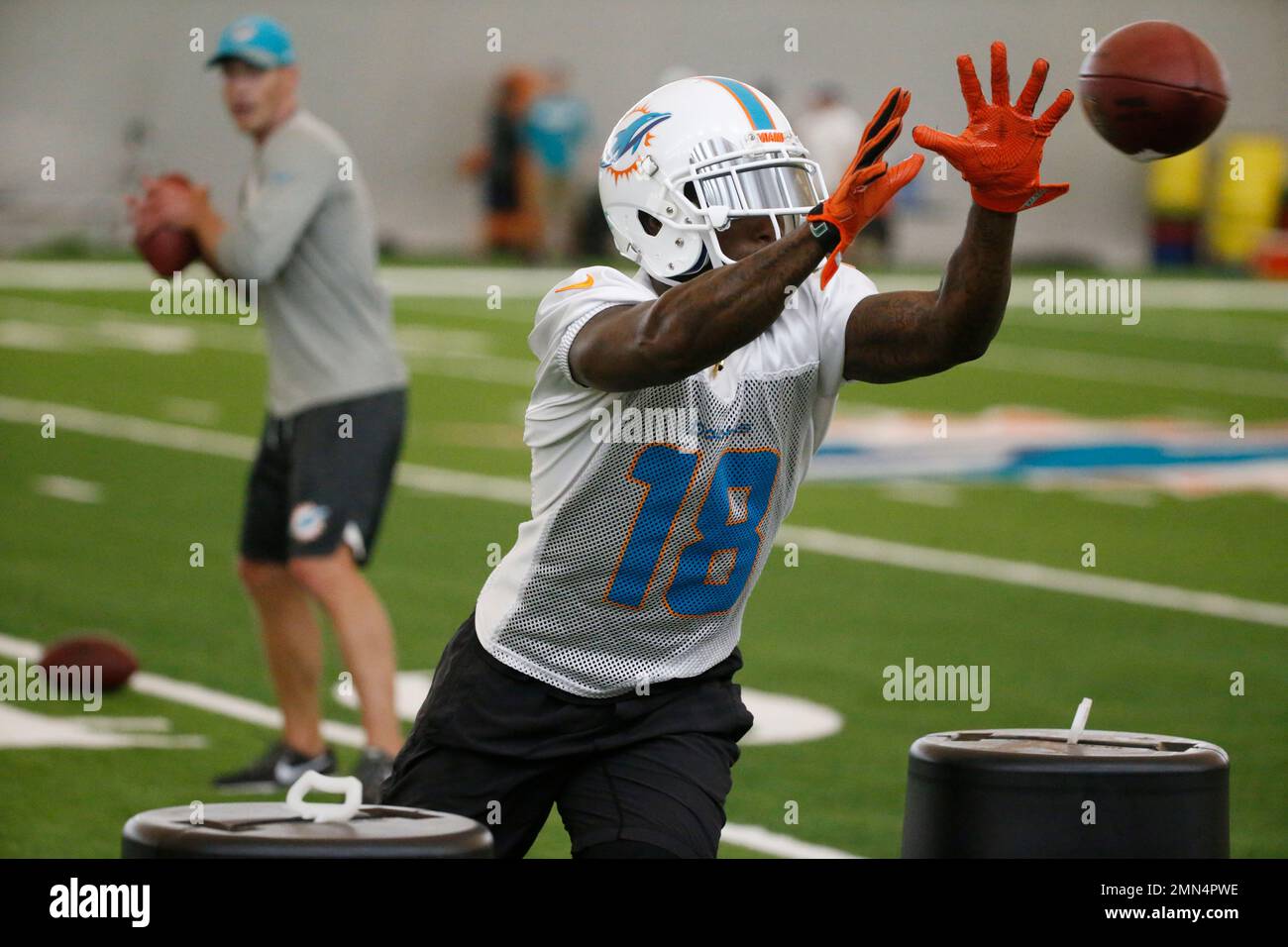 Miami Dolphins wide receiver Malcolm Lewis (18) runs a drill during ...