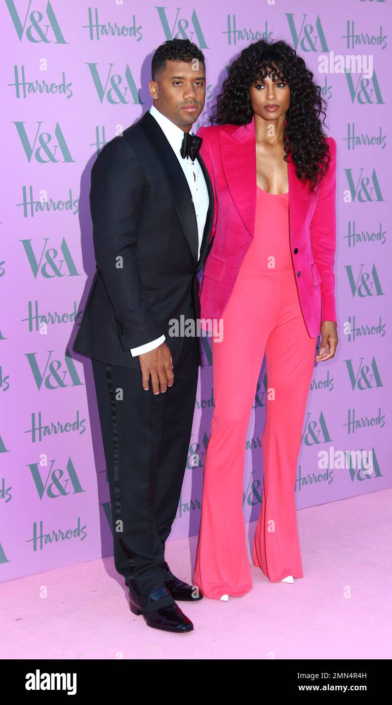 NFL football quarterback Russell Wilson, left, and singer Ciara pose ...