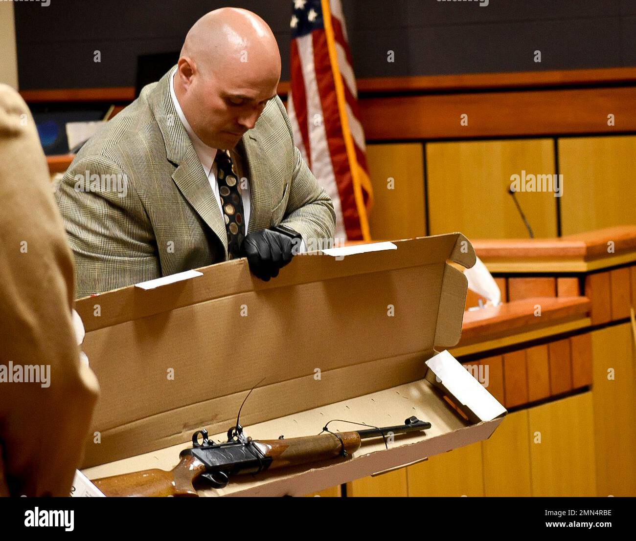 Detective Brad Tucker with the Billings Police Department displays a ...