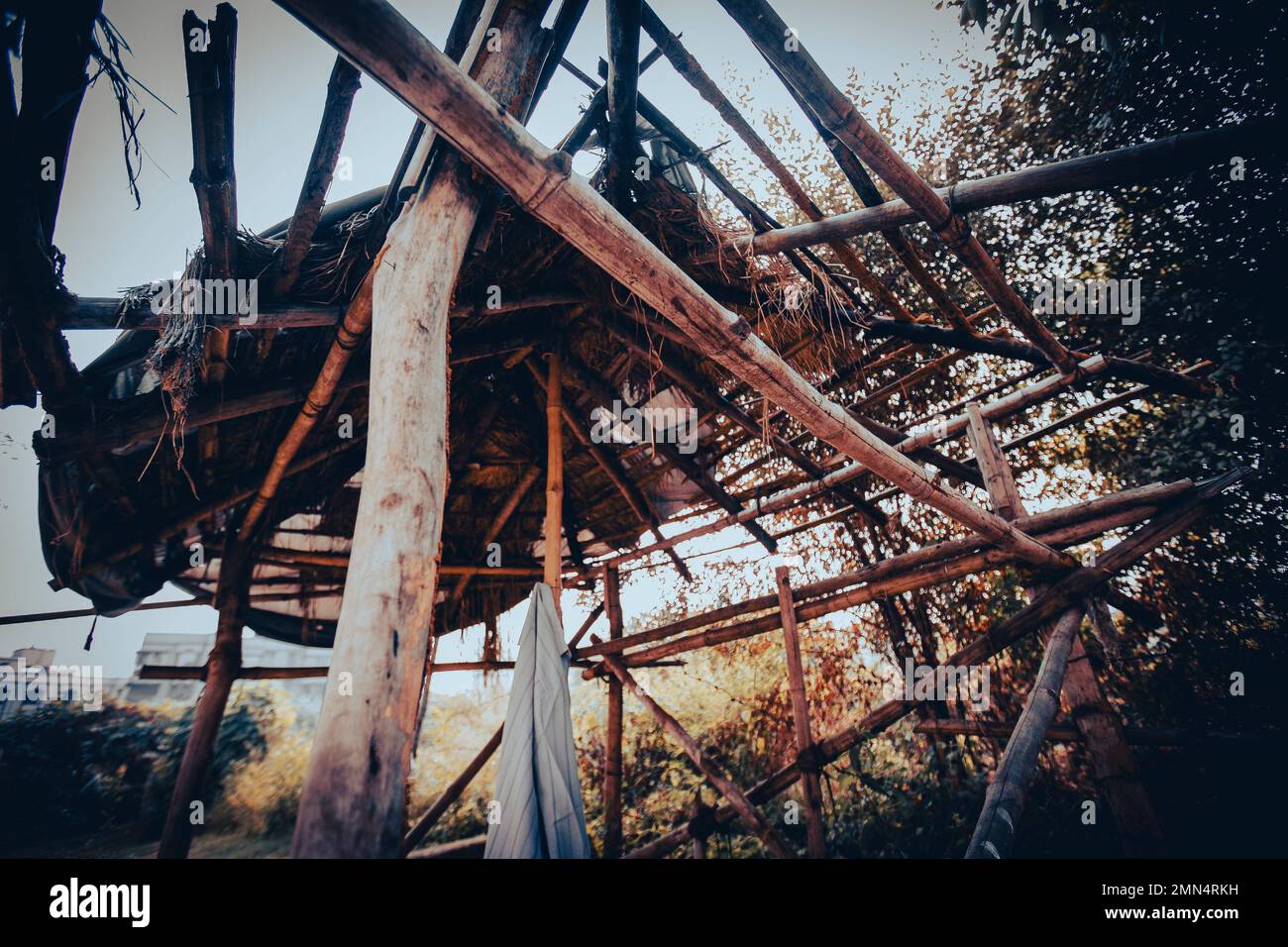 Broken remains of a hut Stock Photo - Alamy