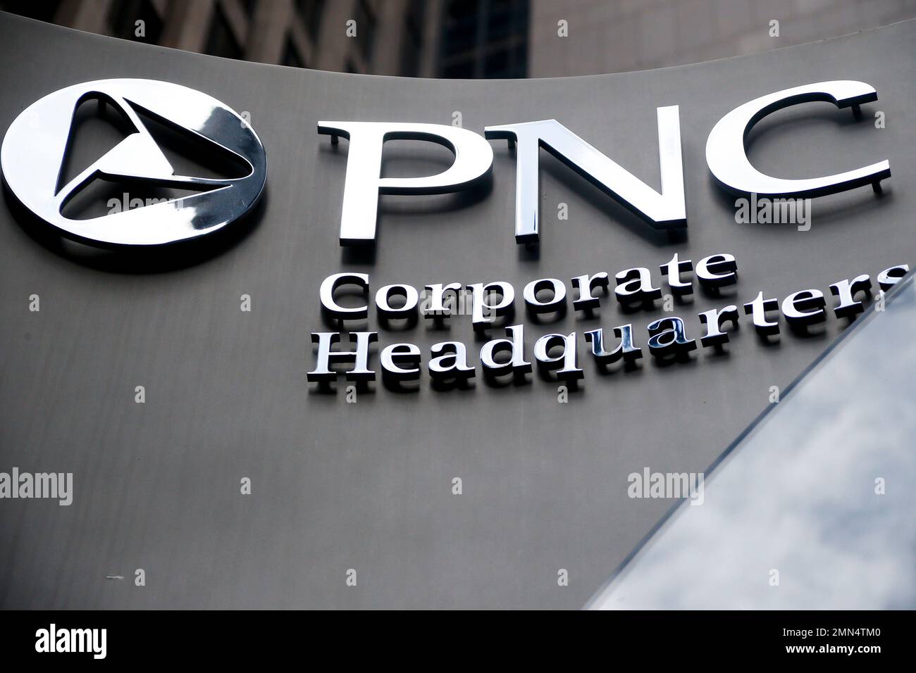 A sign for PNC Corporate Headquarters marks the block where the offices ...