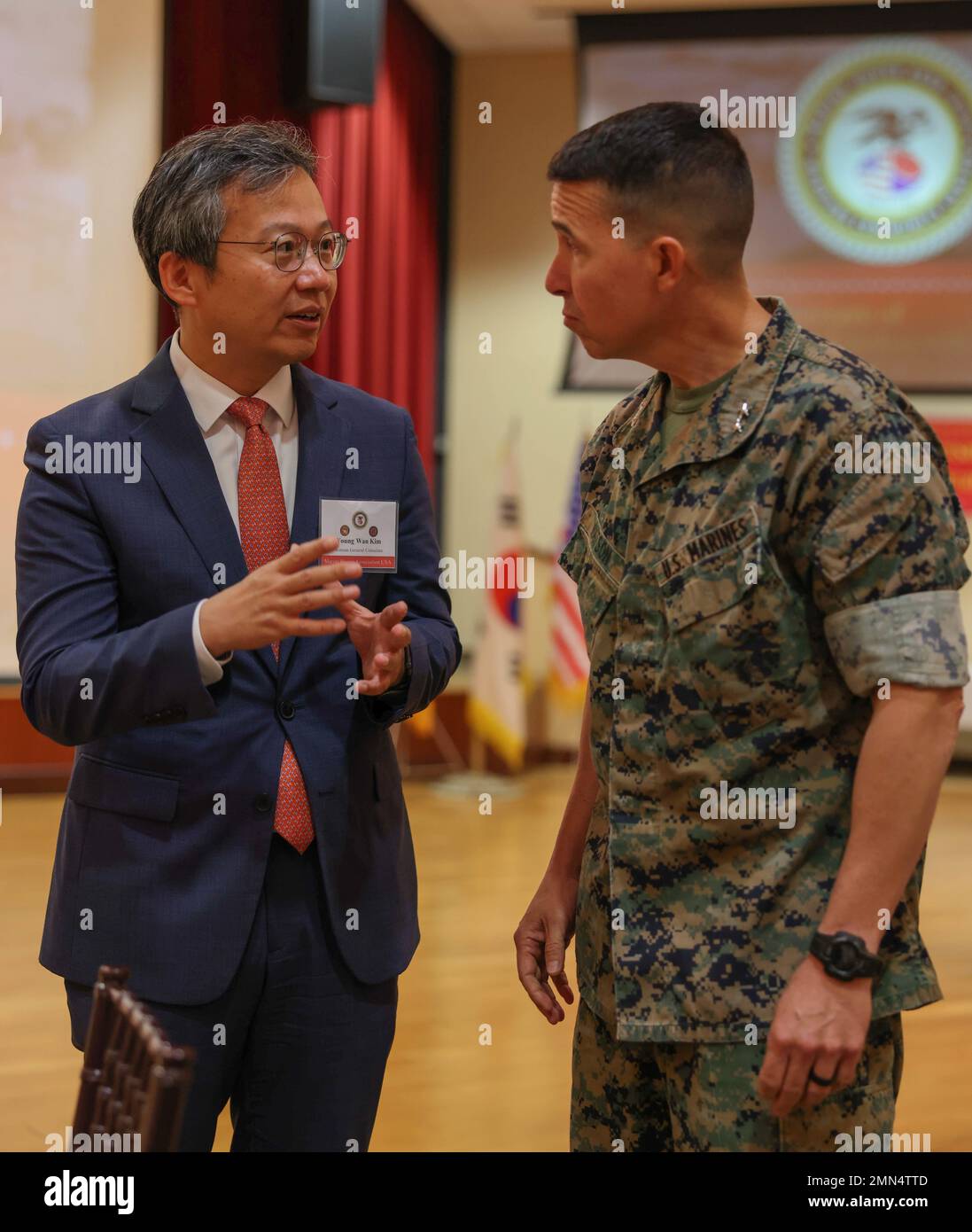 U.S. Marine Maj. Gen. Benjamin T. Watson, right, the commanding general ...