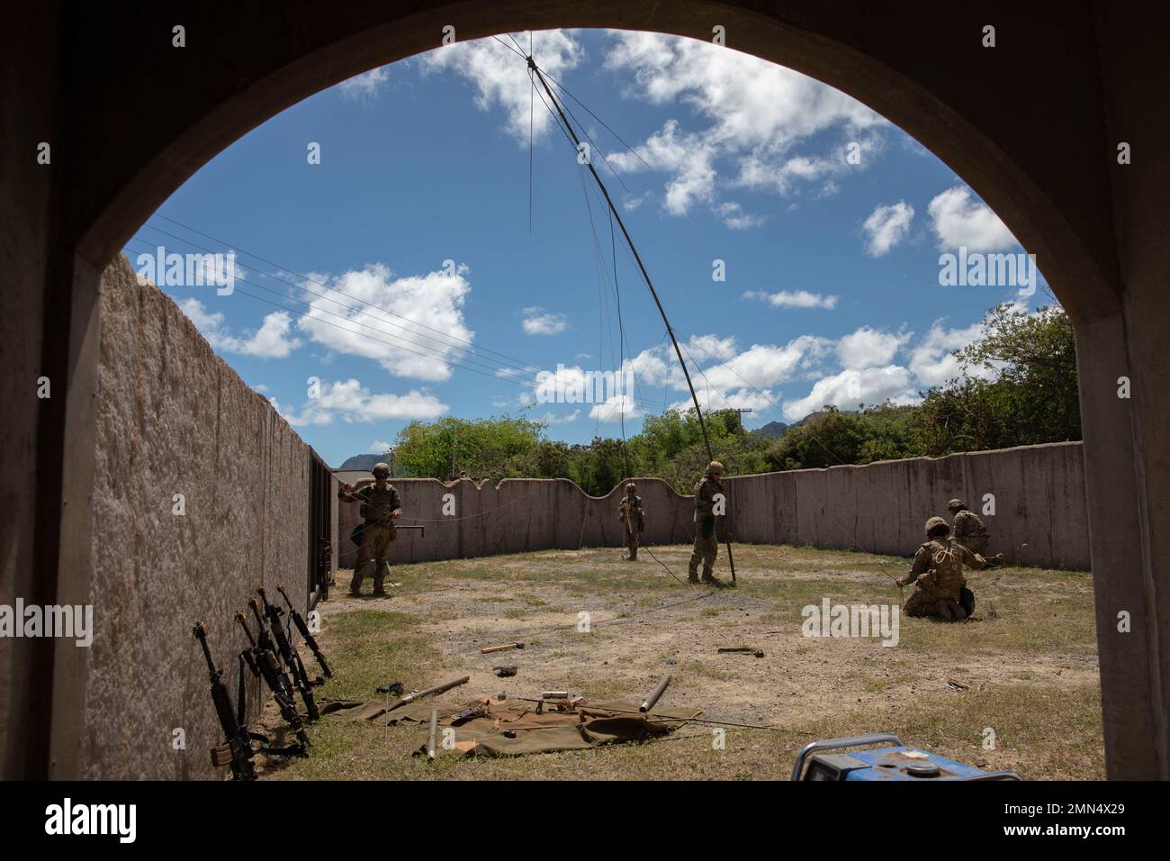 U.S. Soldiers with the 58th Military Police Company set up a ...