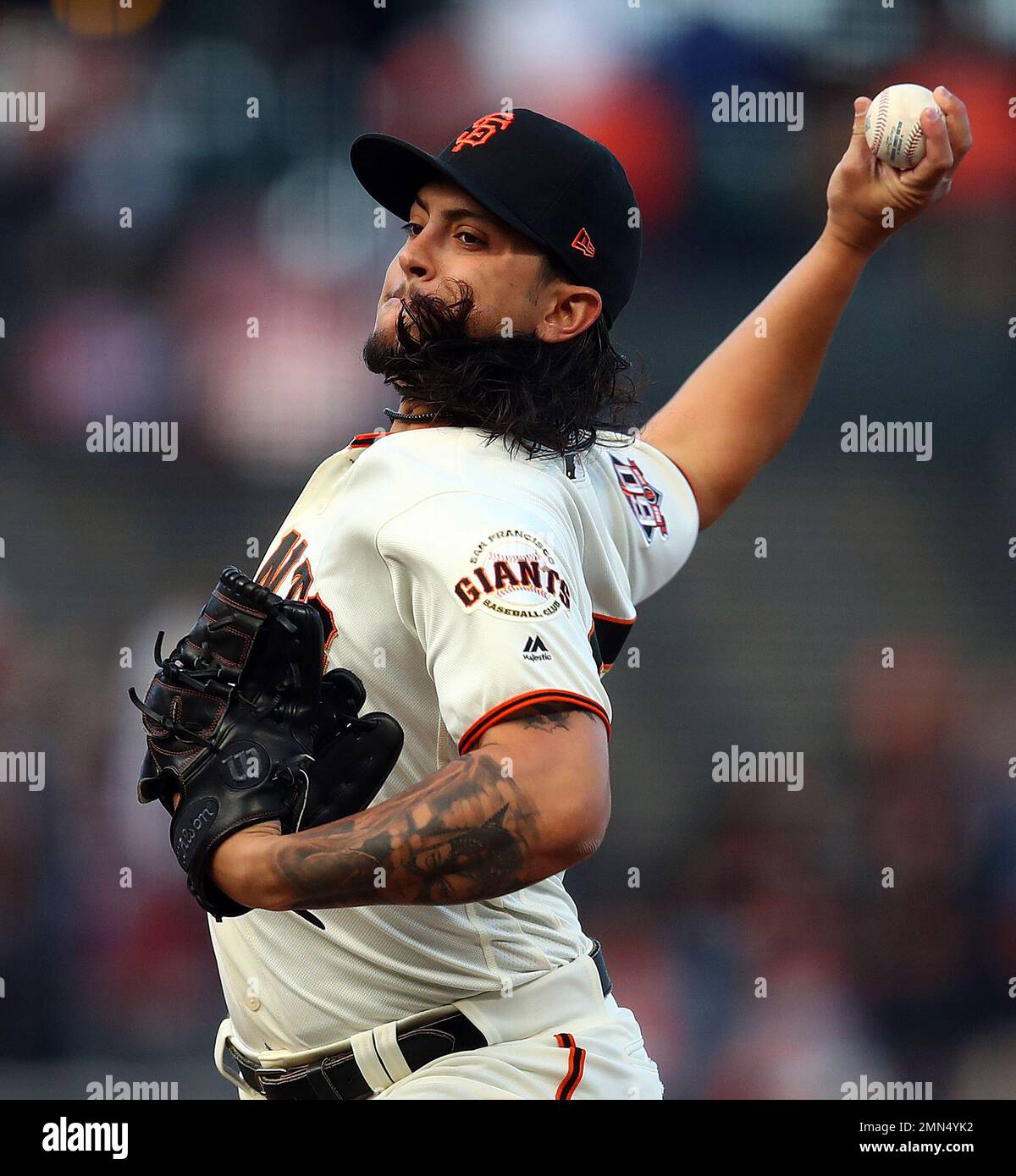 San Francisco Giants pitcher Dereck Rodriguez works against the Miami ...
