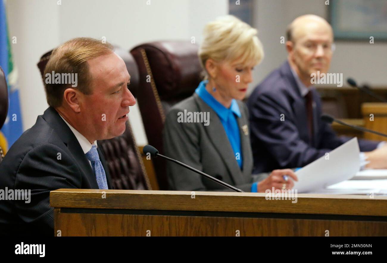 Oklahoma Corporation Commission Vice Chair Todd Hiett, left, speaks ...