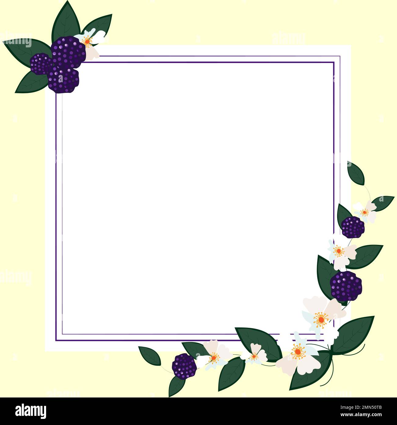 Light Yellow Frame Decorated With Colorful Flowers And Foliage Arranged ...