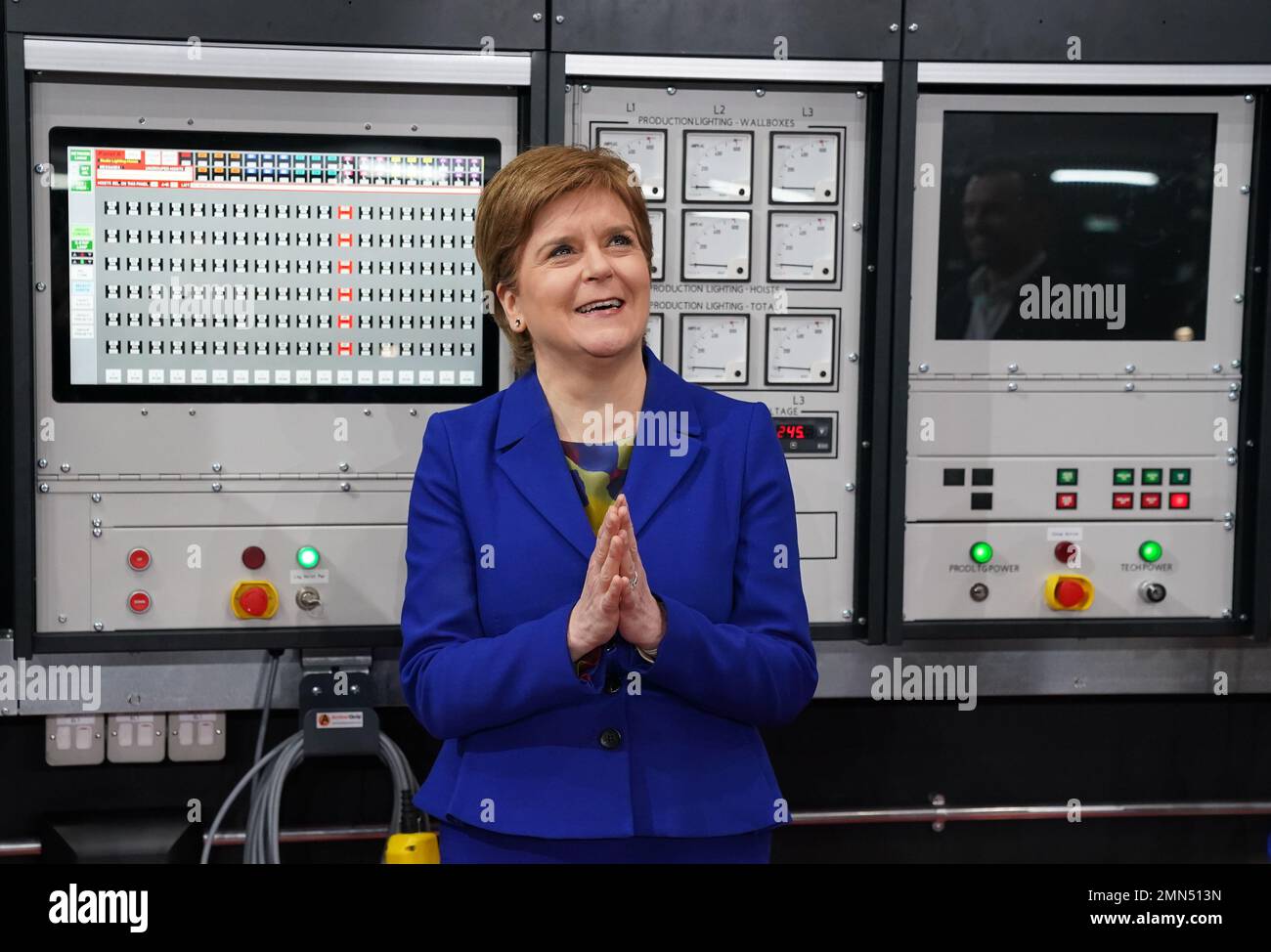 First Minister Nicola Sturgeon is given a tour of the studio space during her visit to BBC ...