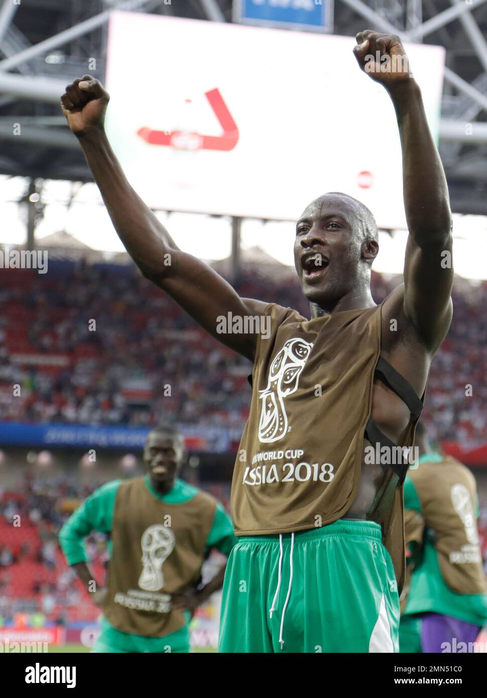 Senegal's Cheikh Ndoye celebrates as his team won the group H match ...