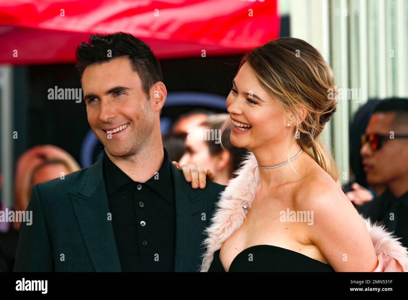 FILE - In this Feb. 10, 2017, file photo, Adam Levine, left, and his ...