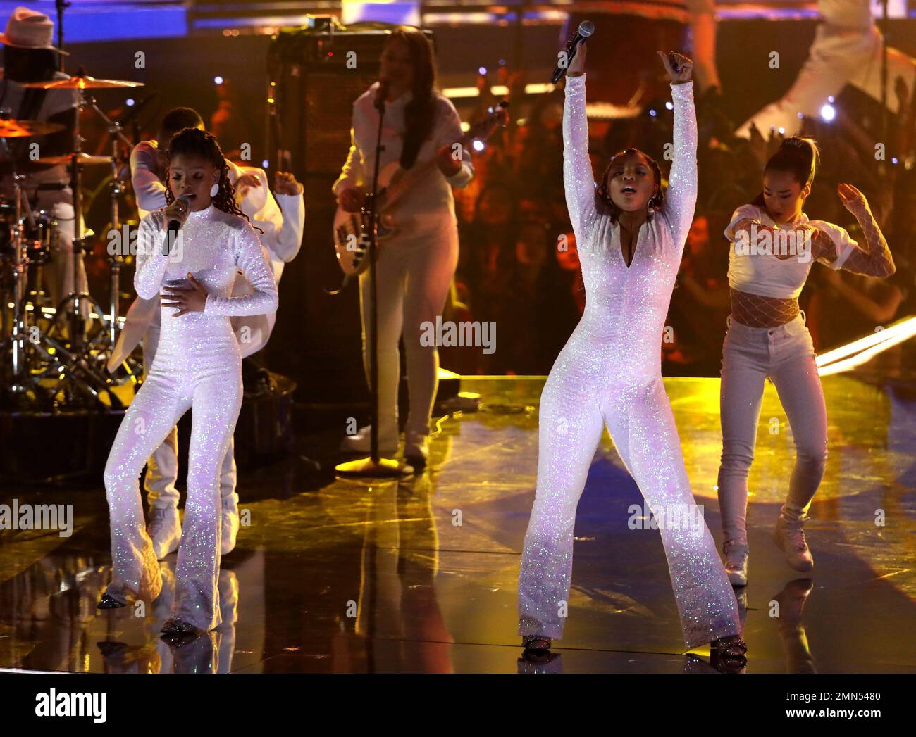 In this Saturday, June 16, 2018, photo, Chloe Bailey, right, and Halle ...