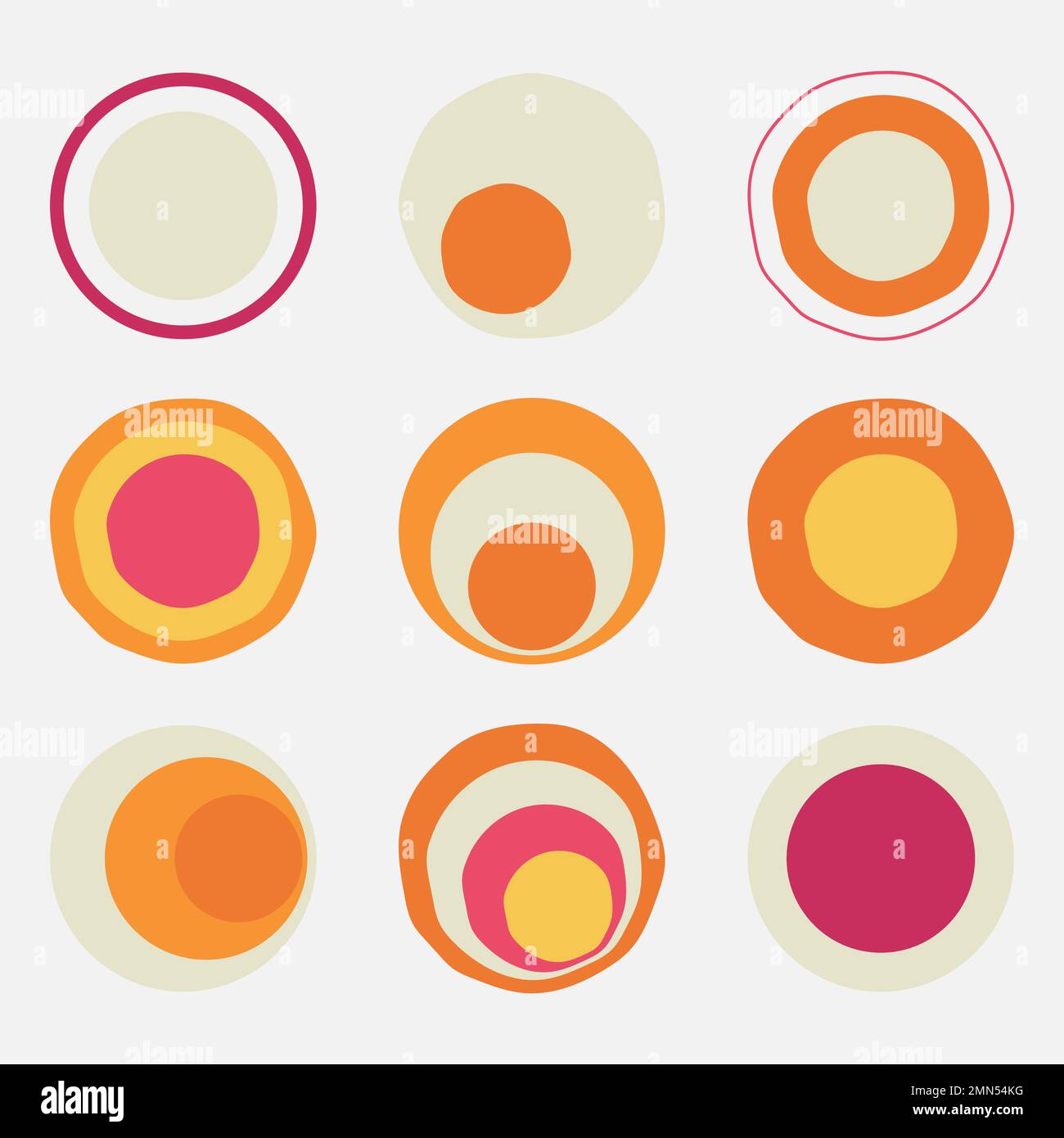 Retro circle shape sticker, simple colorful clipart vector set Stock ...