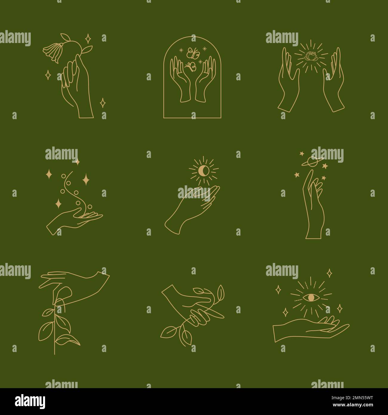 Minimal aesthetic logo element set on green vector Stock Vector Image ...