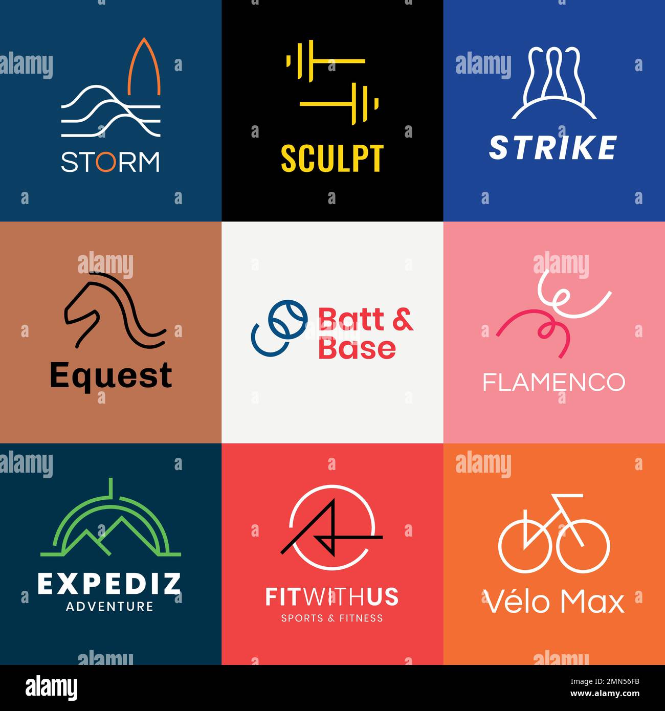 Sports business logo template, colorful modern design vector collection ...