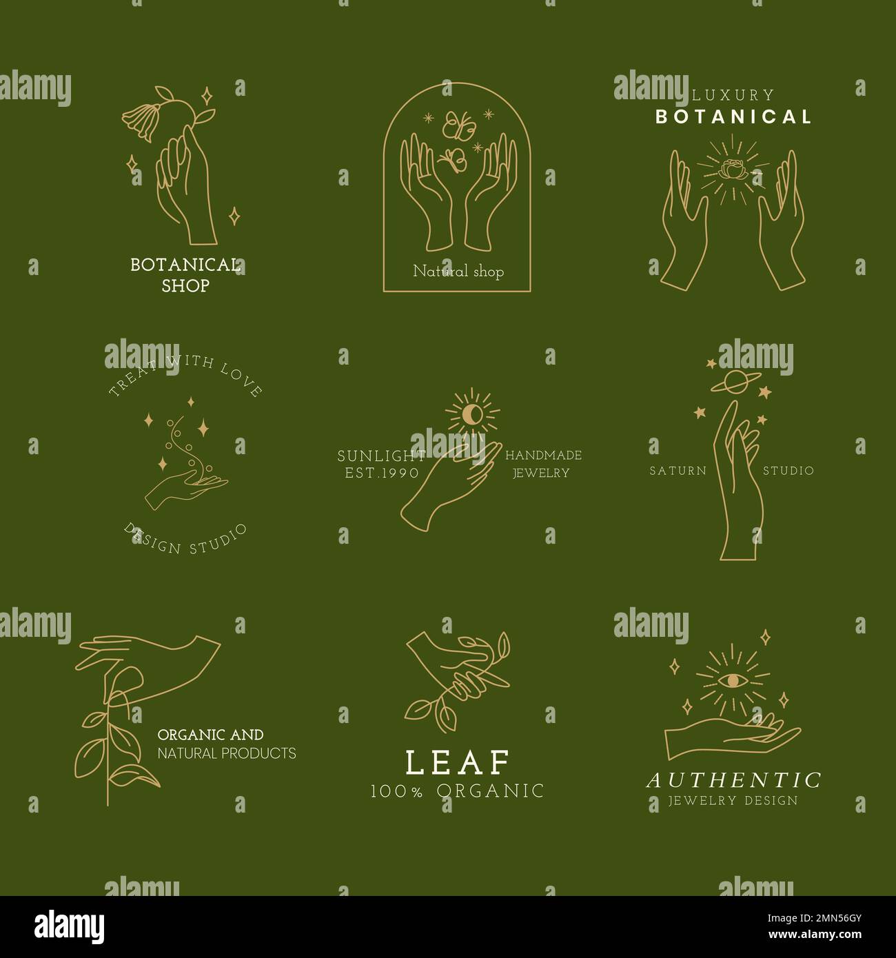 Aesthetic gold logo template, editable minimal design set vector Stock ...