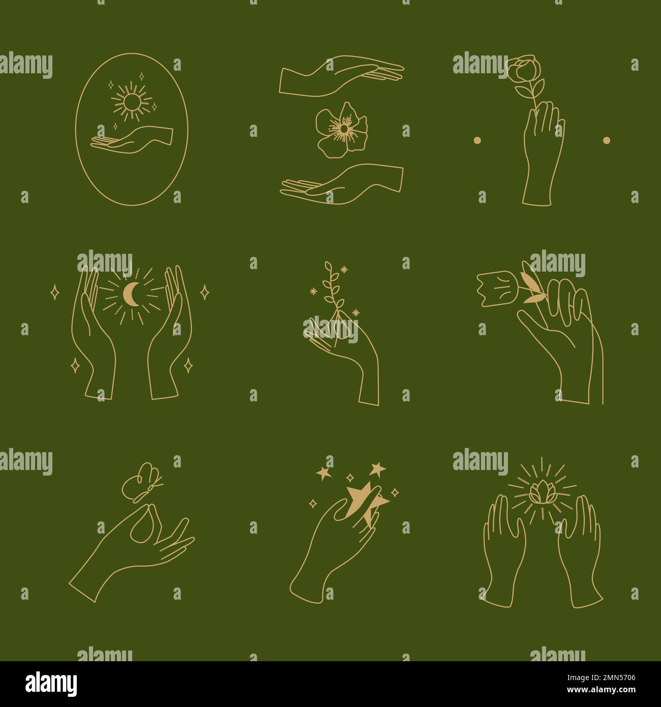 Minimal aesthetic logo element set on green vector Stock Vector Image ...