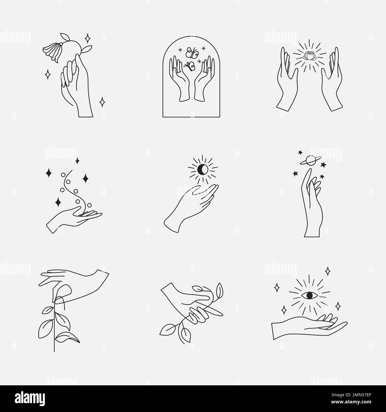 Minimal hand aesthetic logo element set vector Stock Vector Image & Art ...