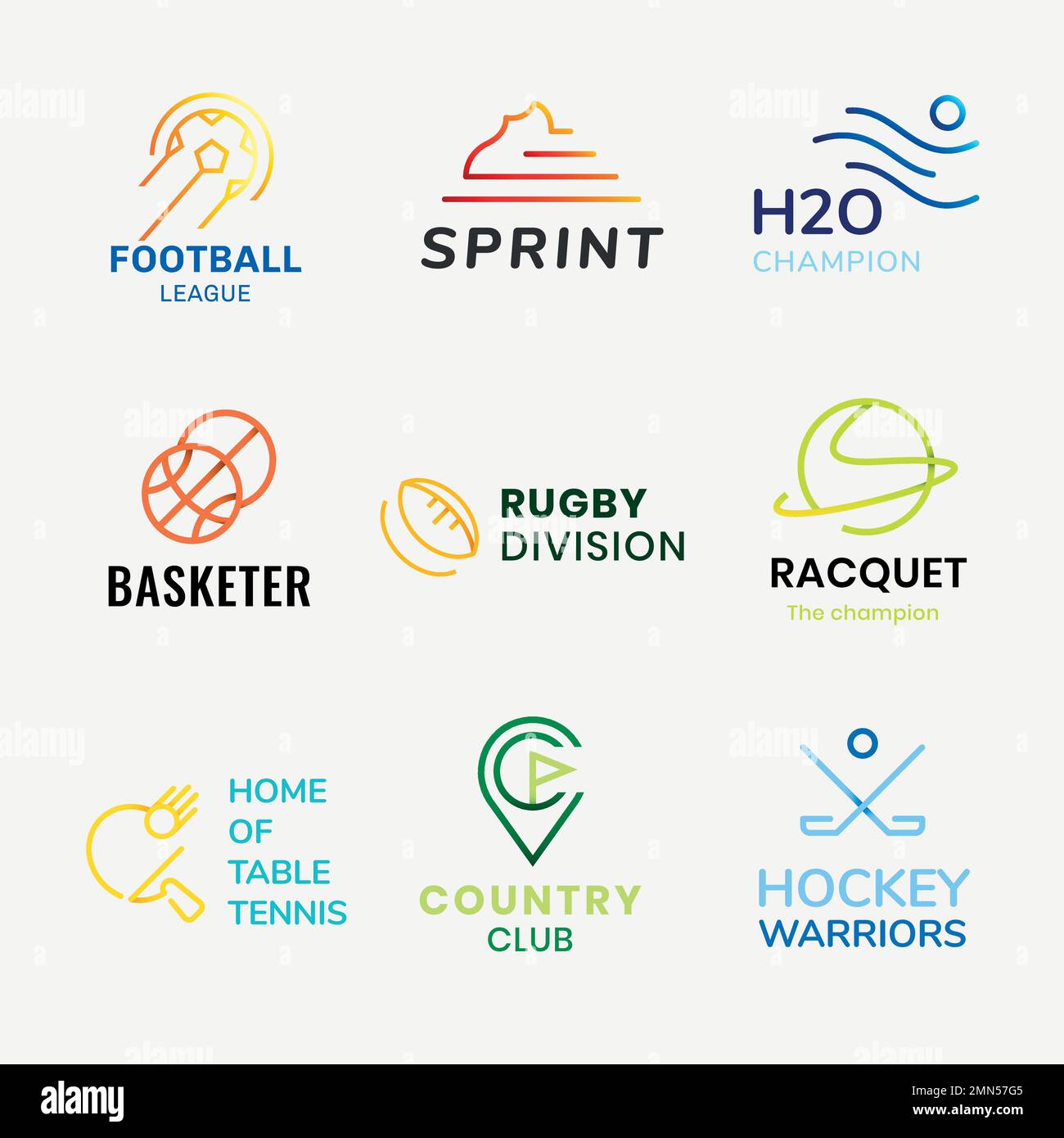 Sports business logo template, colorful gradient design vector set ...