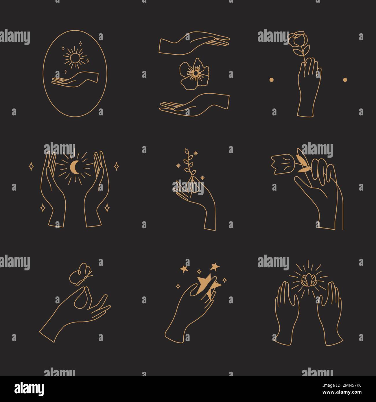 Minimal hand aesthetic logo element set vector Stock Vector Image & Art ...