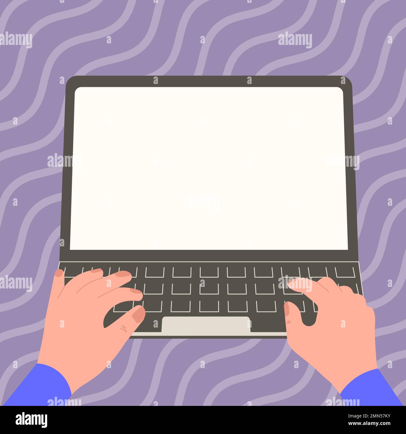Hands typing text with keyboard. Laptop screen contains important ...
