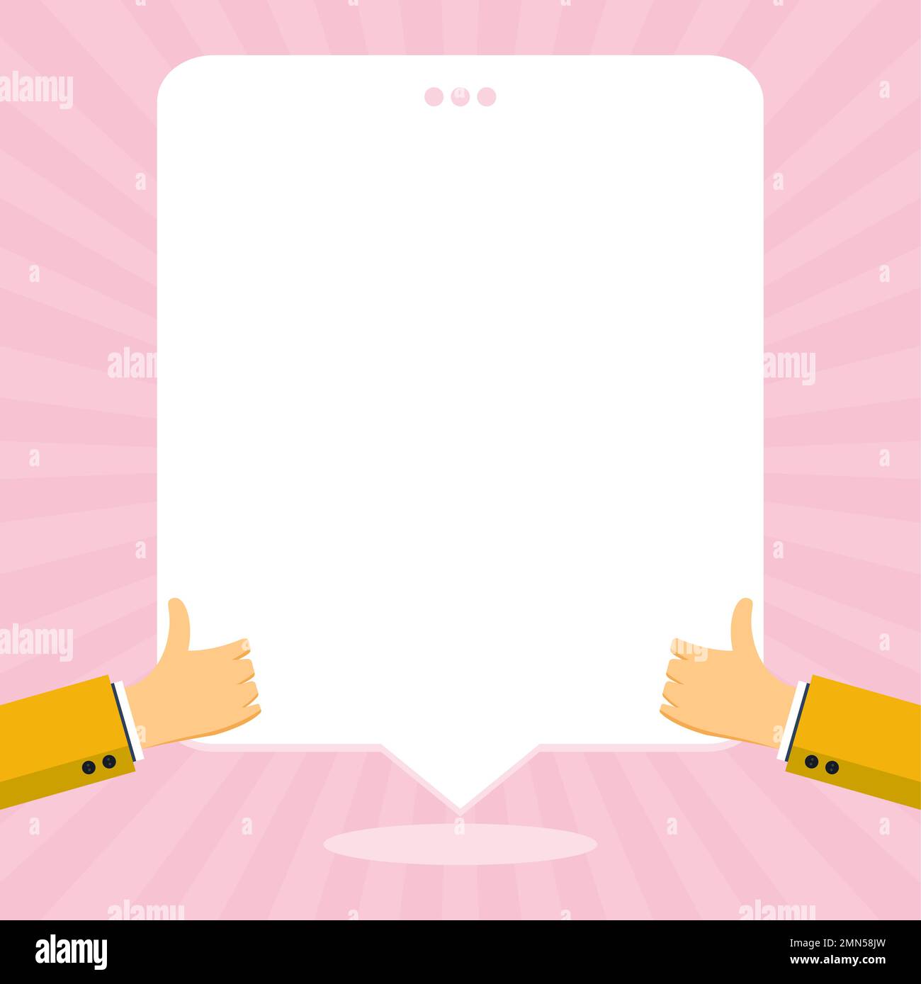 Big finger raised up pointing to whiteboard with information. White ...
