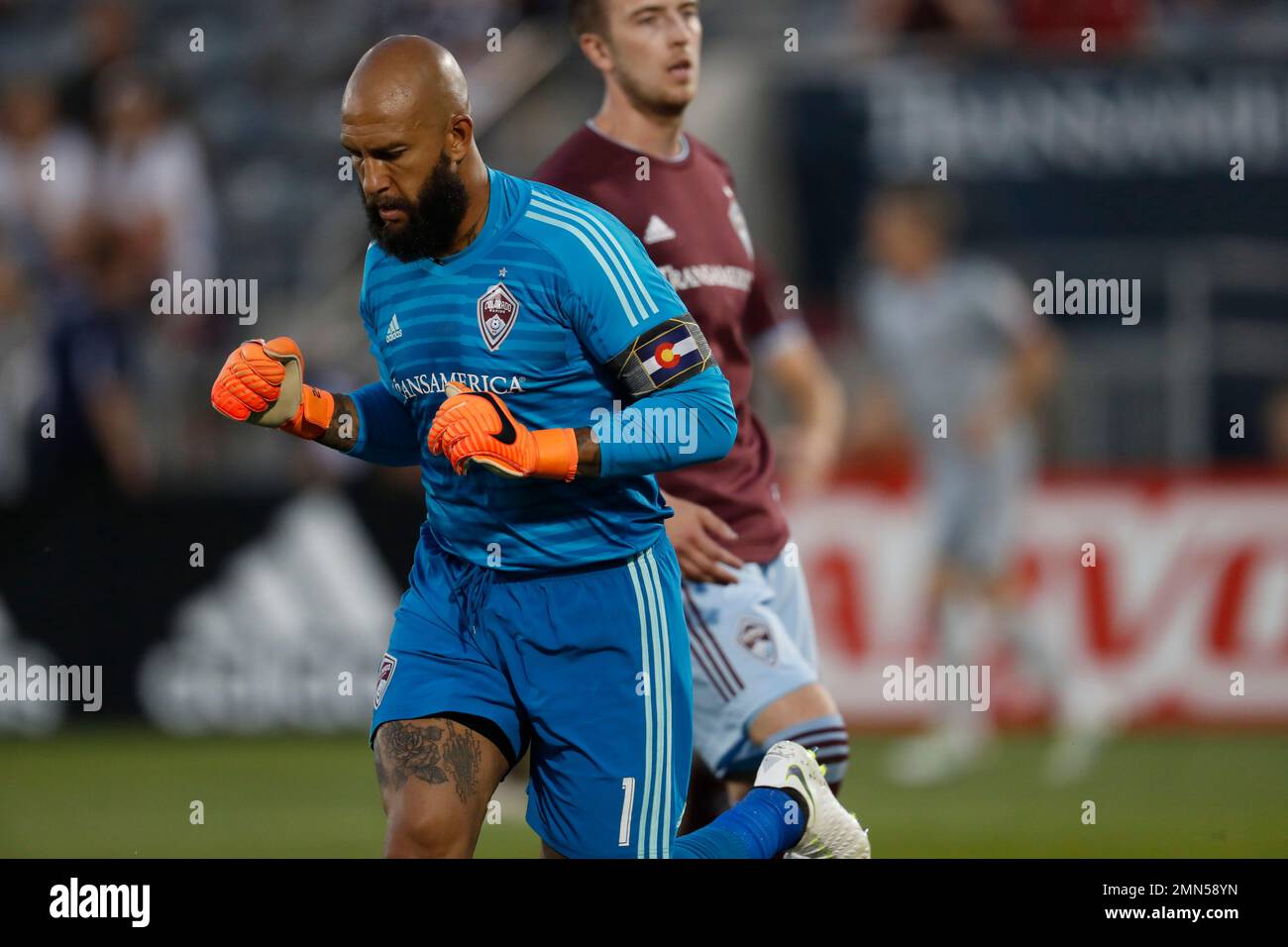 Colorado Rapids goalkeeper Tim Howard (1) in the second half of an MLS ...