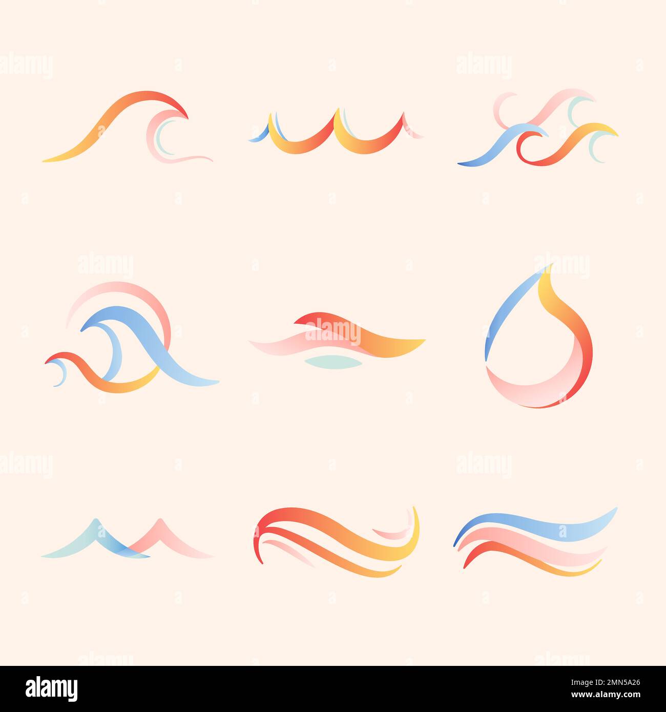 Ocean wave sticker, aesthetic water clipart, colorful logo element for ...