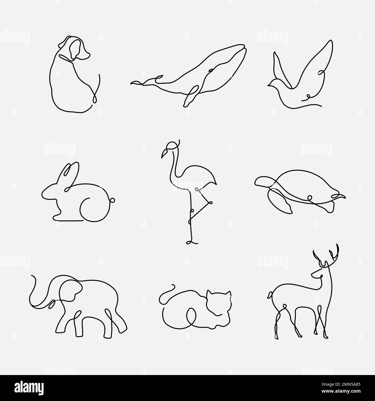 Animal logo element vector, line art animal illustration set Stock ...