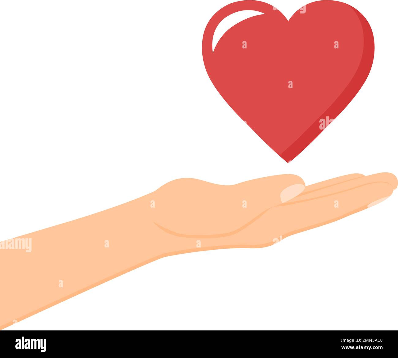 Hand and heart, donate, take care, love concept, vector illustration ...
