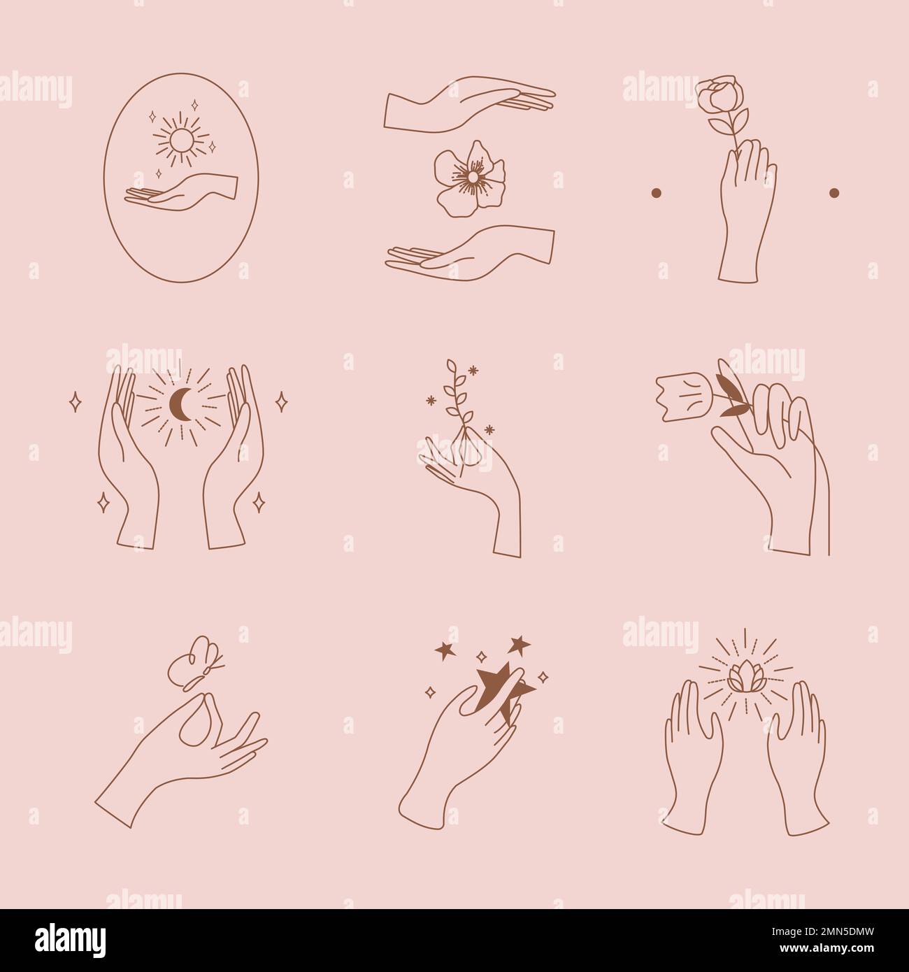 Minimal aesthetic logo element set on pink vector Stock Vector Image ...