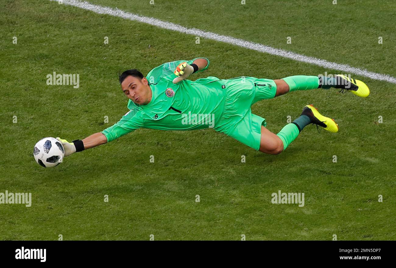 Costa Rica goalkeeper Keylor Navas saves his goal during the group E ...