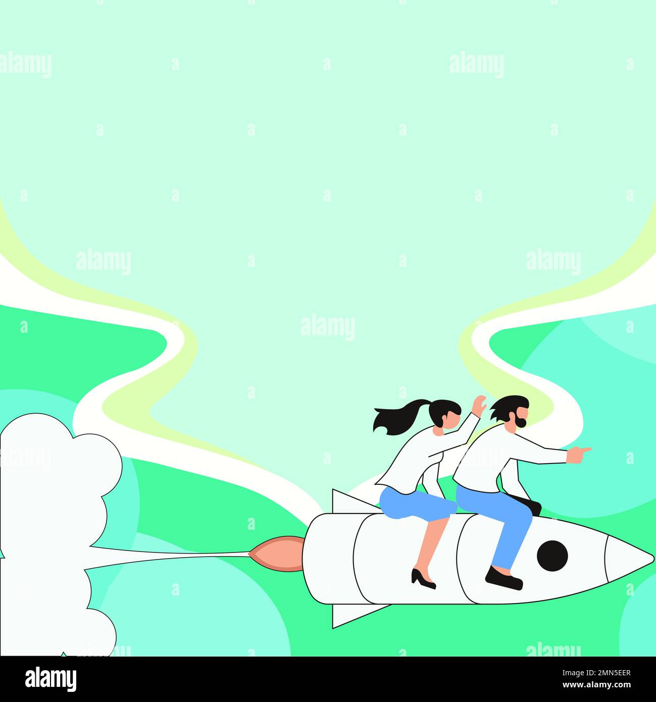 People on Rocket Ship Launching Fast Straight Up. Spaceship Drawing ...