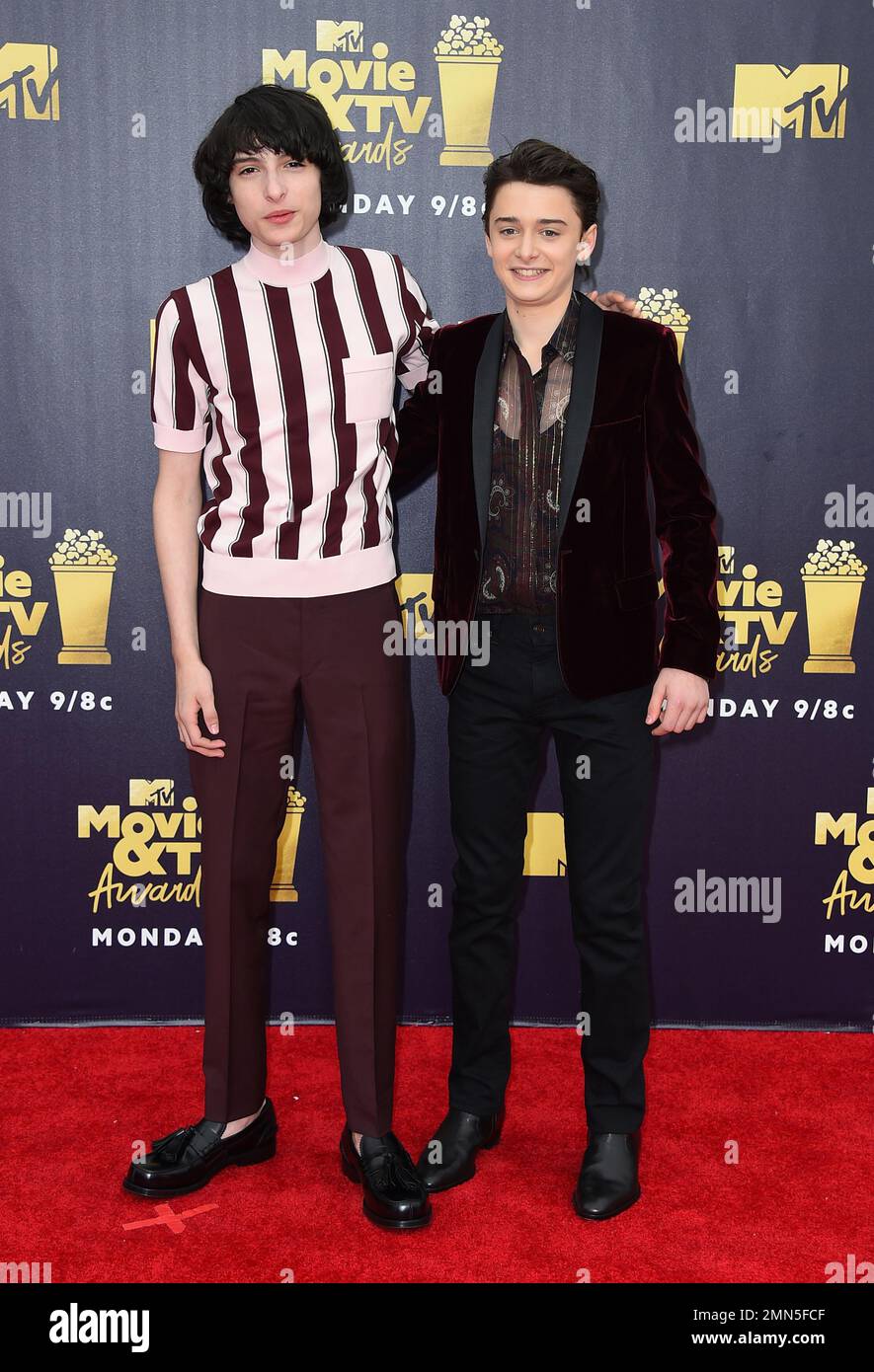 Finn Wolfhard, left, and Noah Schnapp arrive at the MTV Movie and TV ...