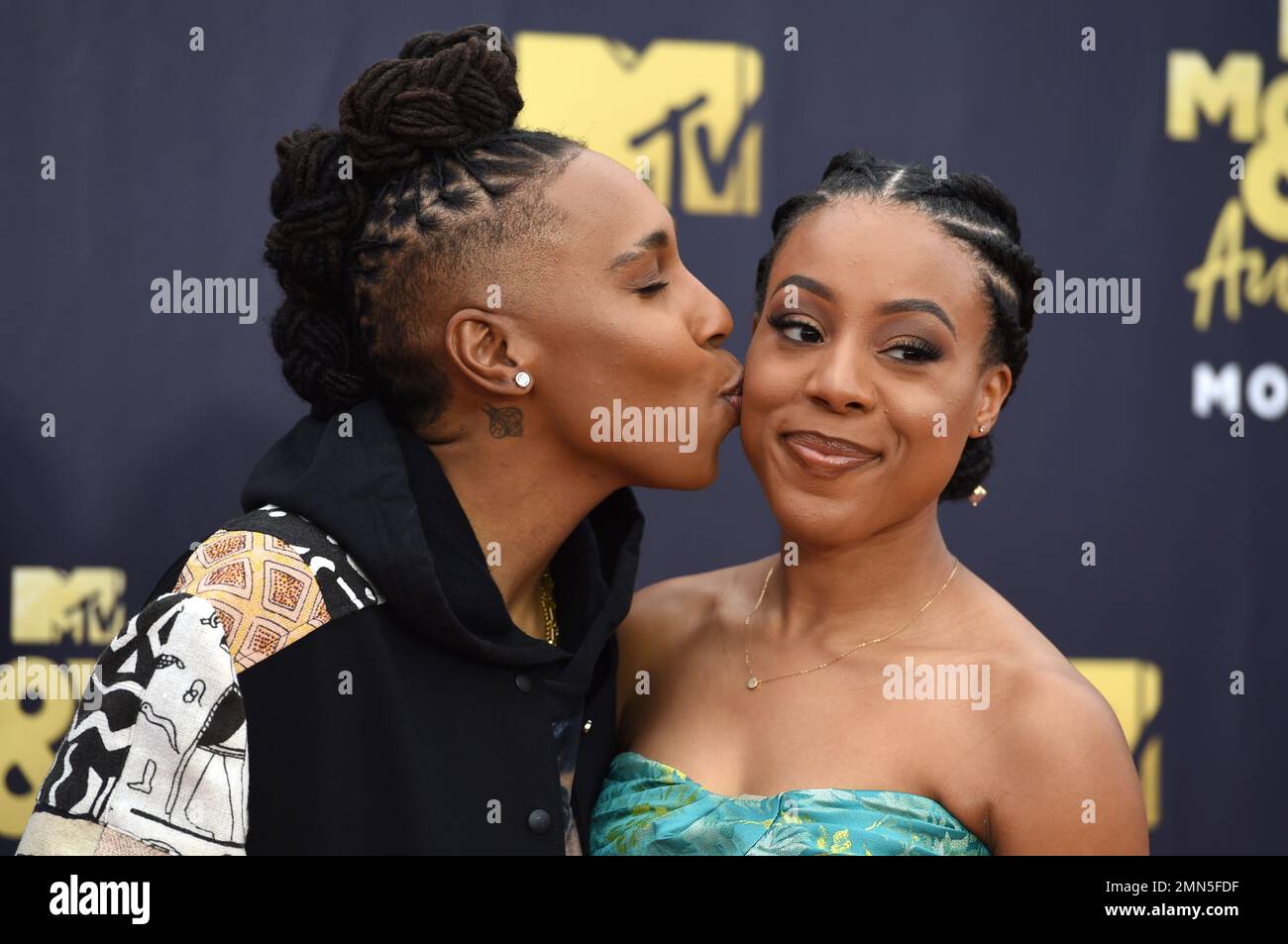 Lena Waithe, left, and Alana Mayo arrive at the MTV Movie and TV Awards ...