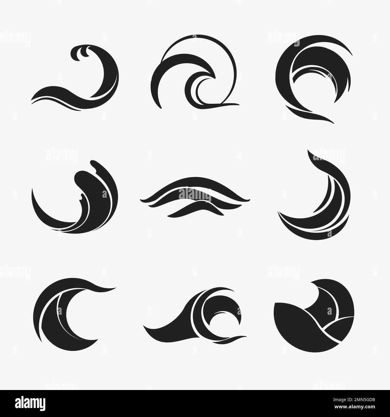 Ocean wave logo element, creative water clipart for business vector set ...