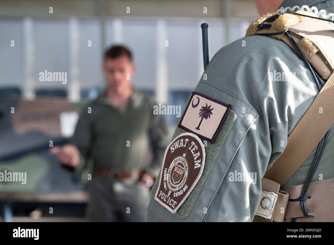 Joshua Duerkop, the South Carolina State Law Enforcement Division commander, instructs an ...