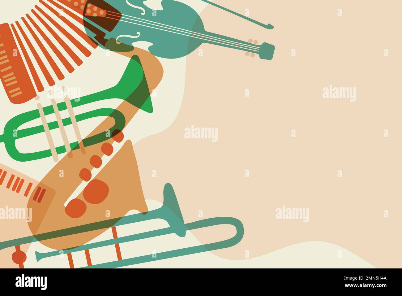 Music border background, retro instrument in pastel orange vector Stock ...