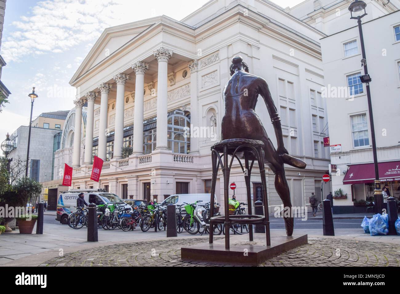 General view of the Royal Opera House and 'Young Dancer' statue by Enzo ...