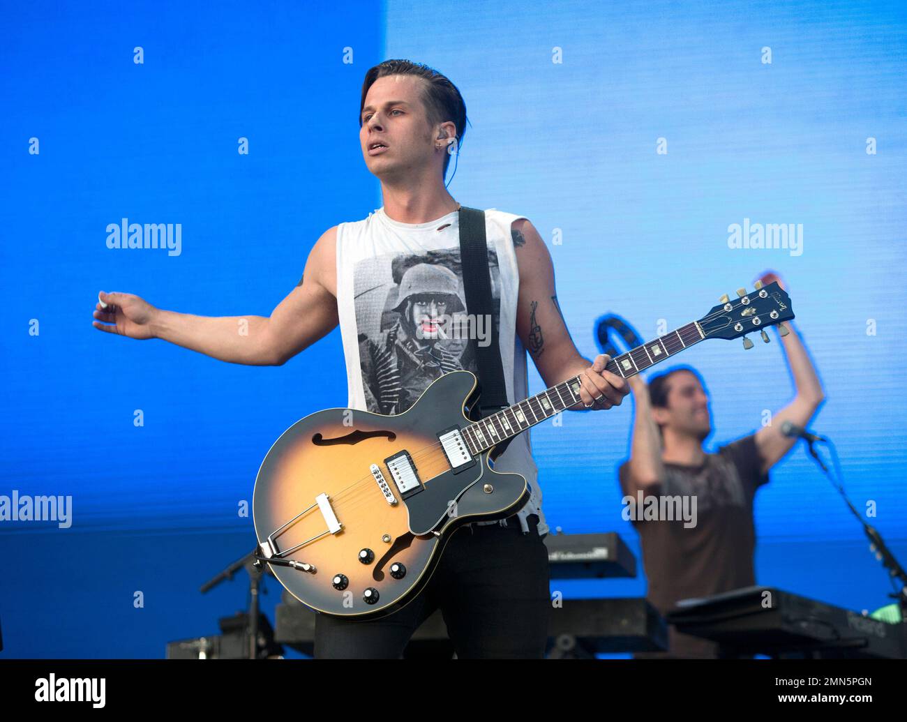 Mark Foster of the band Foster the People performs on Day 2 of the 2018 ...