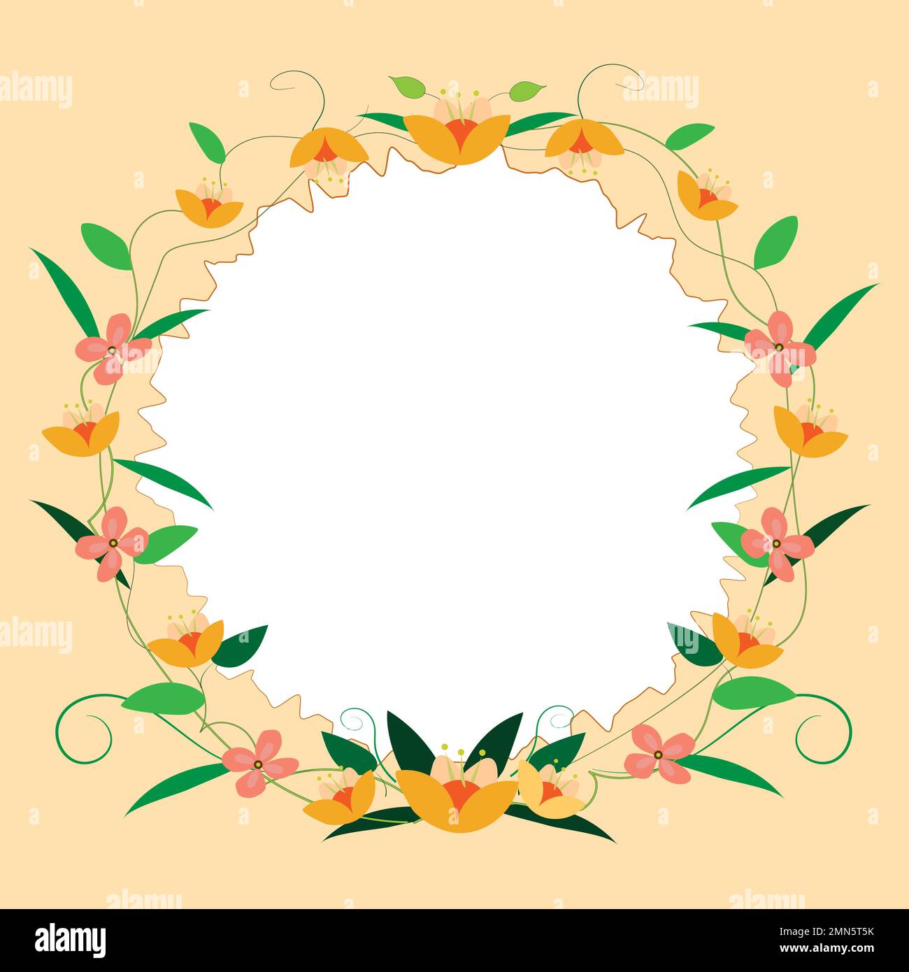 Text Frame Surrounded With Assorted Flowers Hearts And Leaves ...