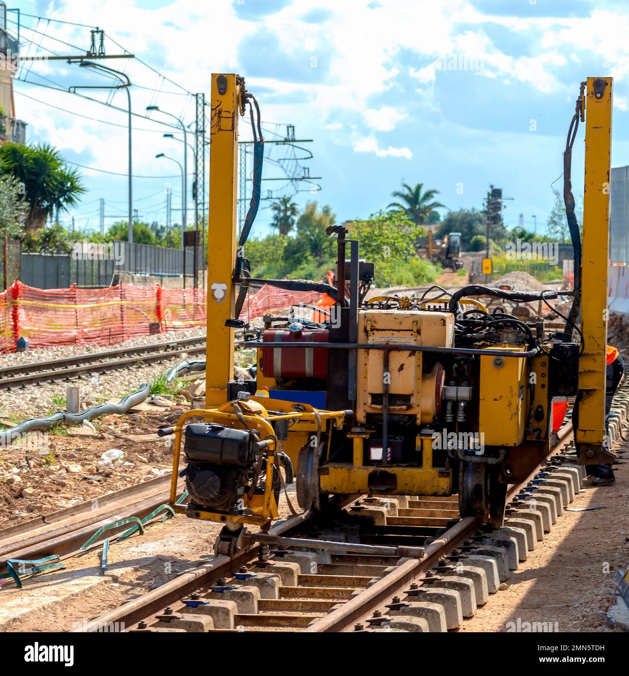 Construction Railway station. Construction of a new railway line at a ...